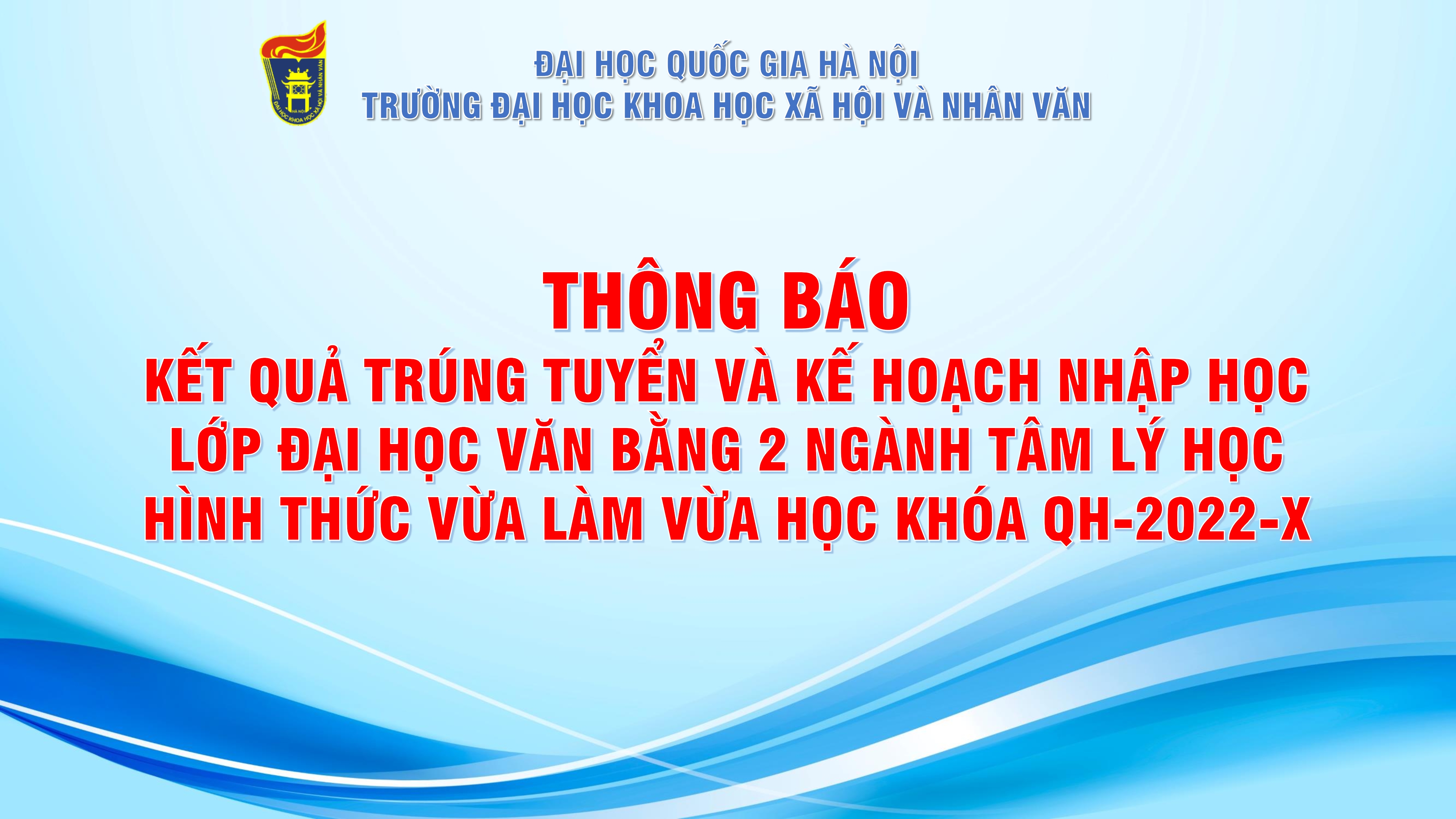 Thông báo kết quả trúng tuyển và kế hoạch nhập học lớp đại học văn bằng ...